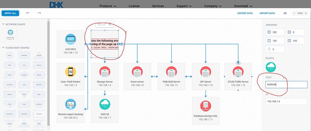 & character in shape title breaks the shape - Diagram - DHTMLX