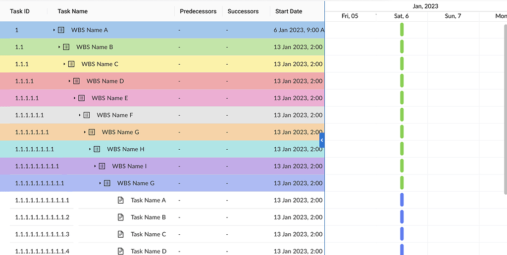 Can we have different colors for gantt task names in the grid and like we have for gantt view ...
