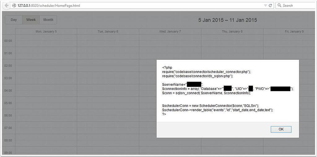 Scheduler with SQL Server 2012 - Javascript - DHTMLX
