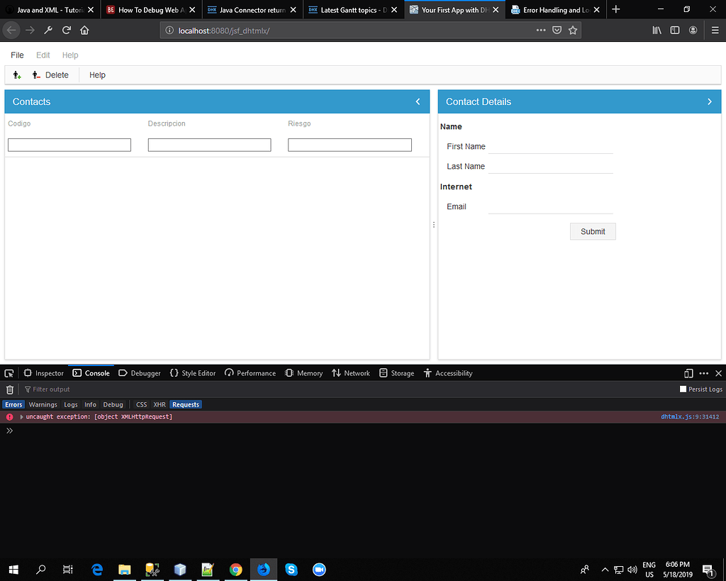 Render_table does not work - Suite 5 - DHTMLX