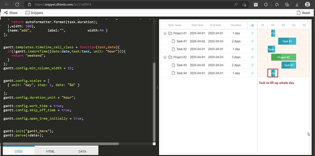 Duration unit of hour to show full day - Gantt - DHTMLX