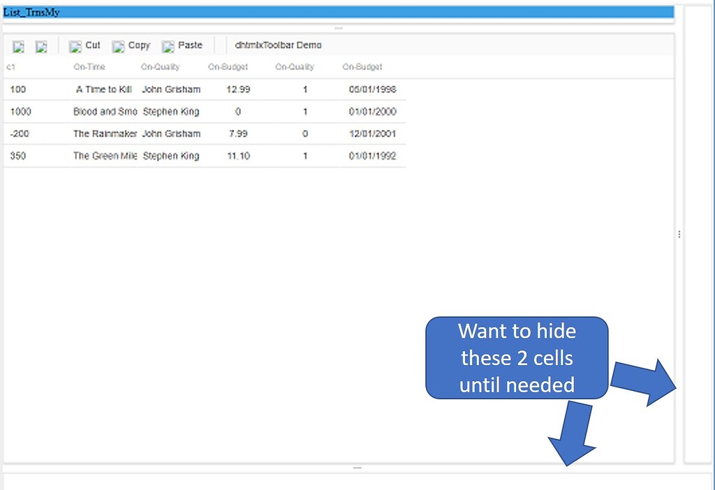 Hide cell in Layout - Suite 5 - DHTMLX