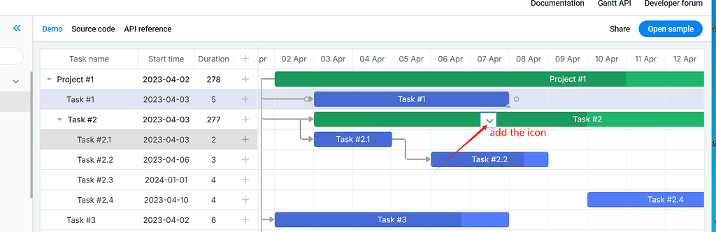 Is there support for adding an icon above any date in a Gantt chart? - Gantt - DHTMLX