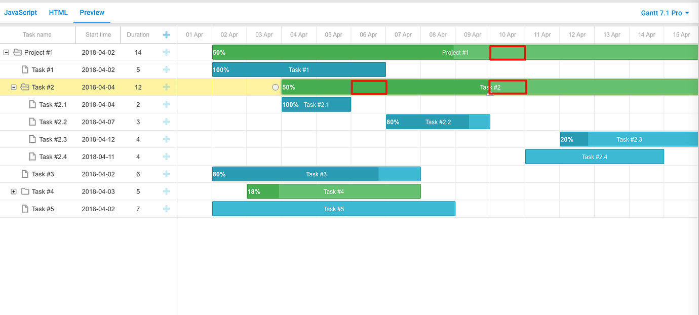 Show task gaps on project timeline - Gantt - DHTMLX