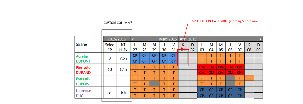 Half slot (morning/afternoon) - ASP.NET MVC - DHTMLX