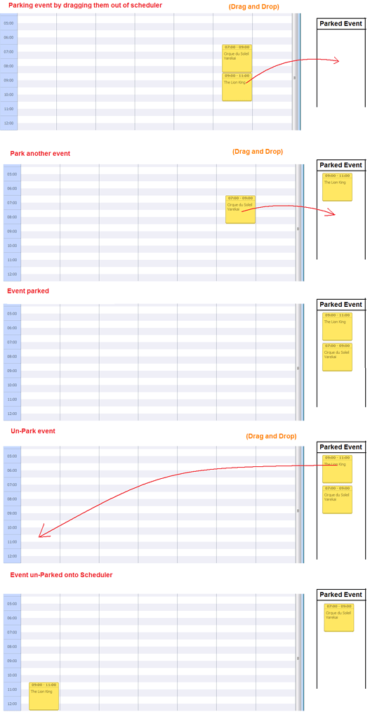 Parking And Un Parking Events Javascript Dhtmlx