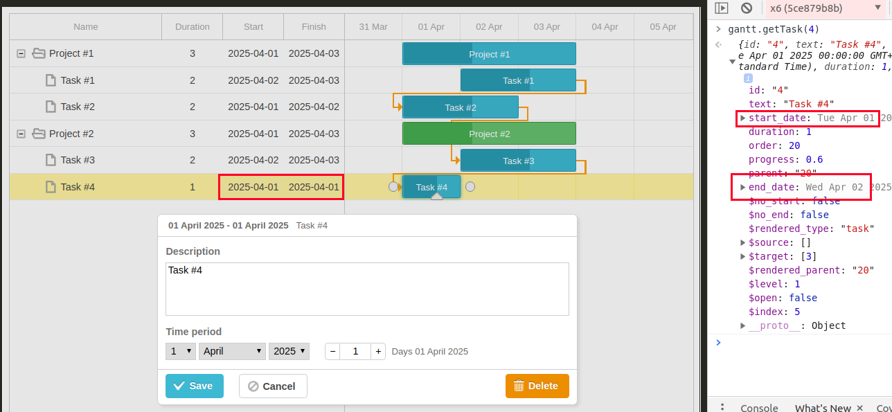 If the task ends the day, how do I change the duration to 1 - Gantt - DHTMLX